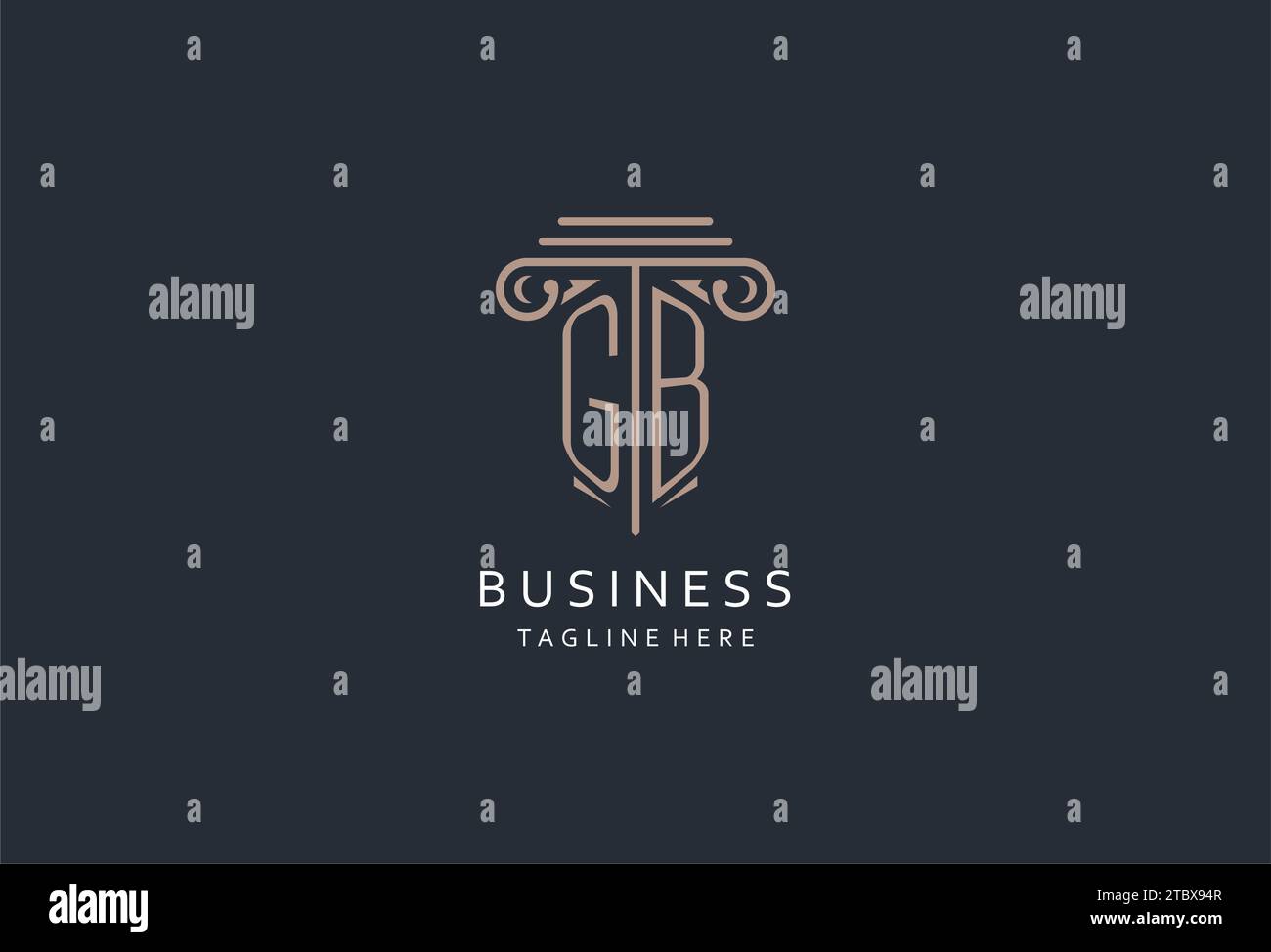 GB monogram logo with pillar shape icon, luxury and elegant design logo ...