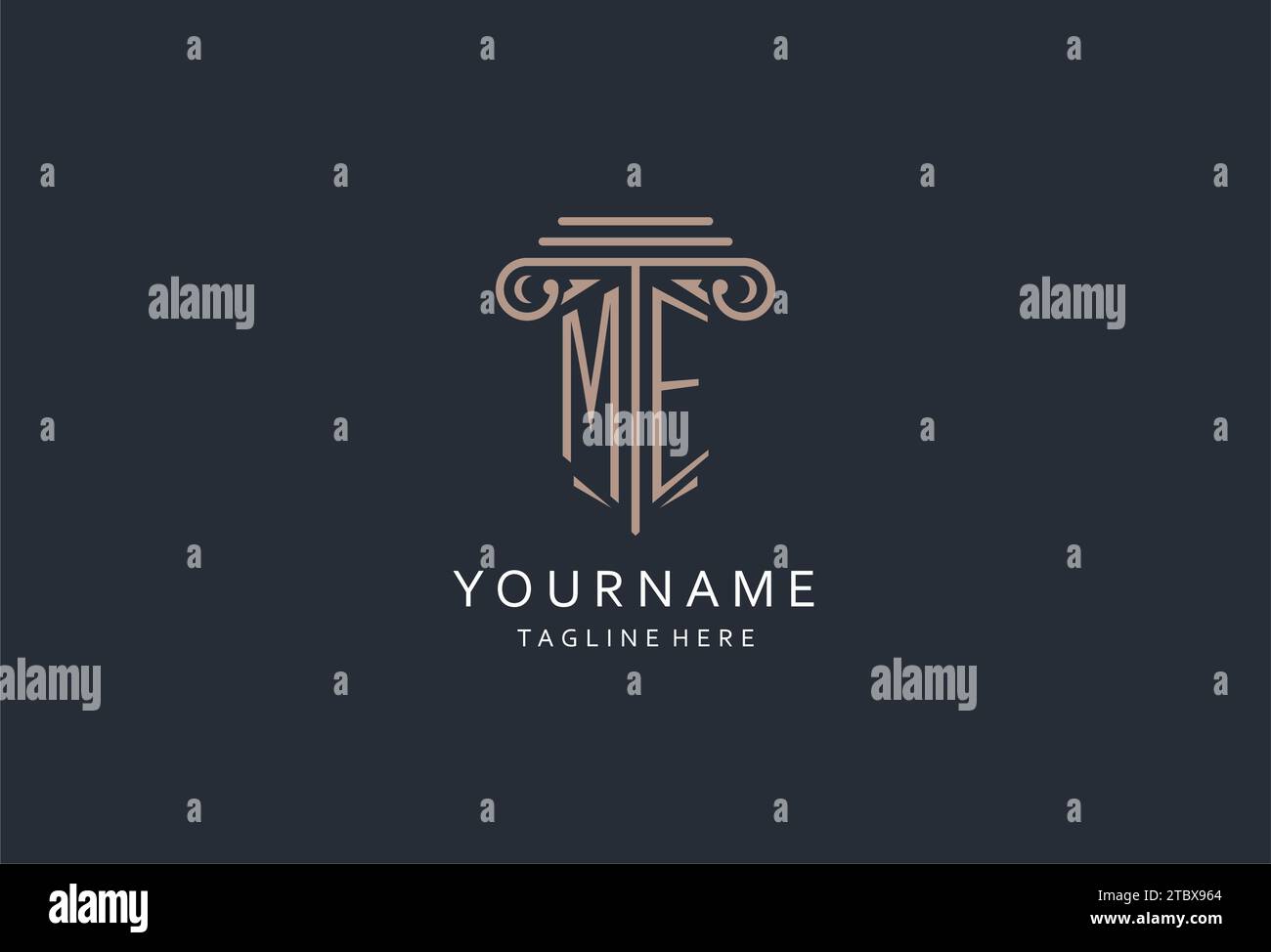 ME monogram logo with pillar shape icon, luxury and elegant design logo for law firm initial ...