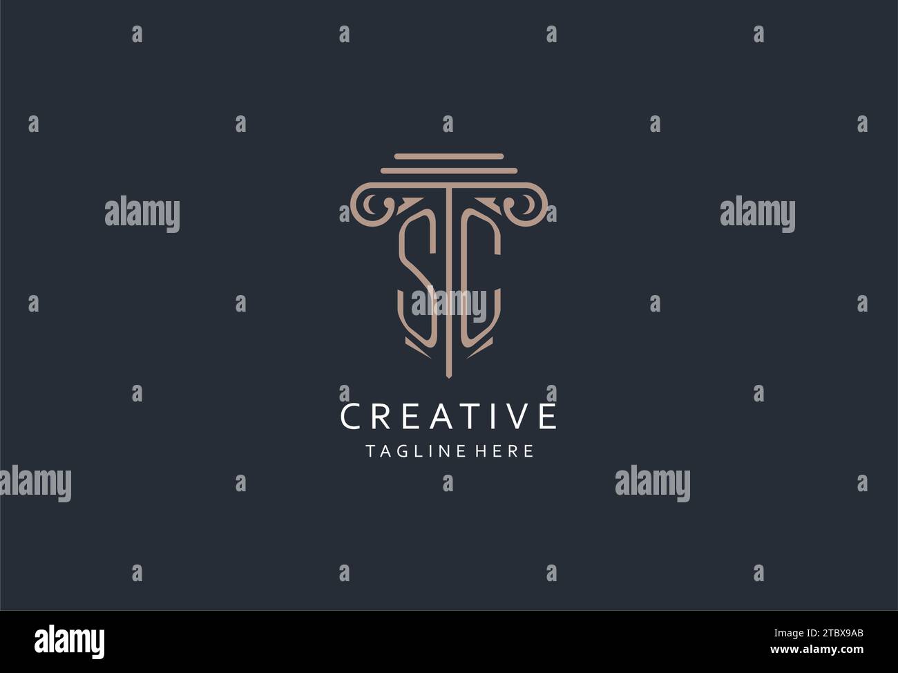 SC monogram logo with pillar shape icon, luxury and elegant design logo ...