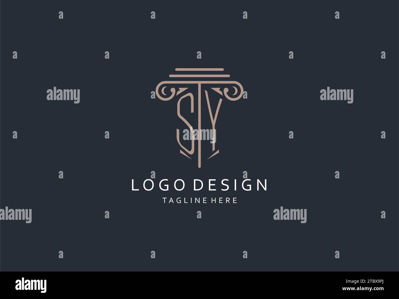 SY monogram logo with pillar shape icon, luxury and elegant design logo for law firm initial ...