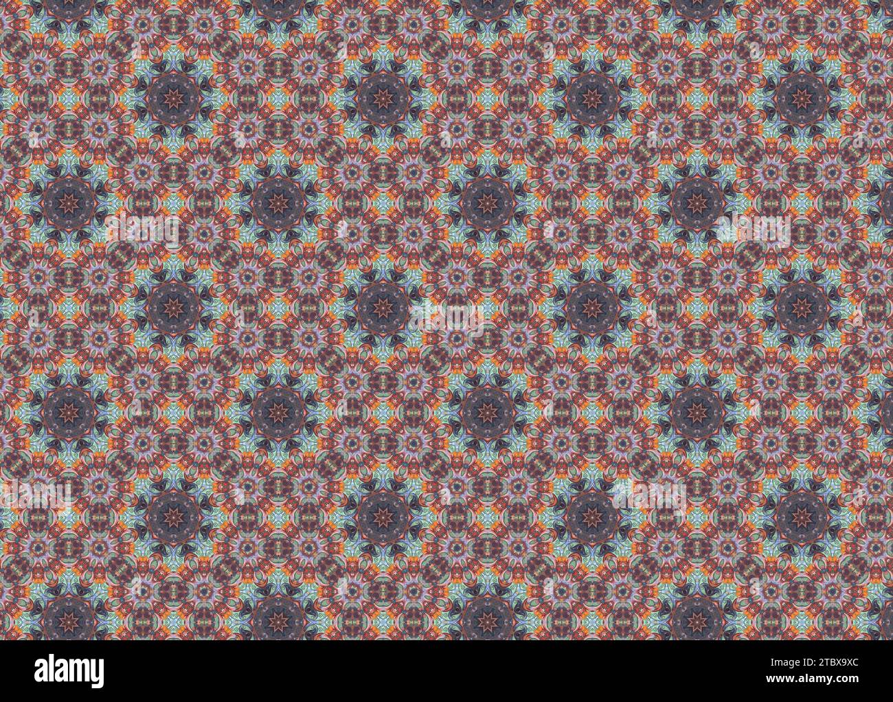 A dark piece of fabric featuring a vibrant star pattern in shades of ...