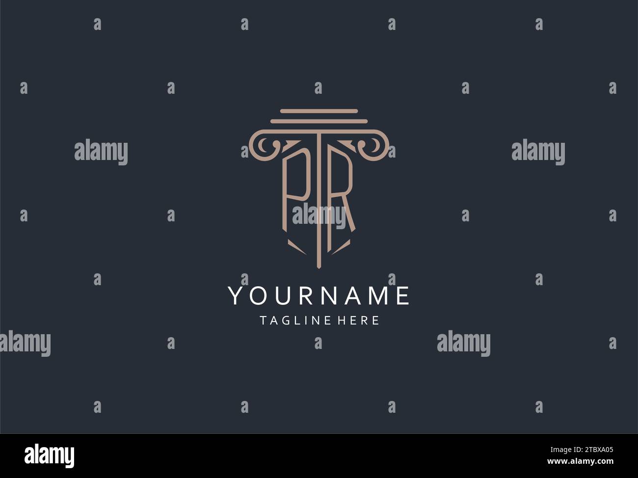 PR monogram logo with pillar shape icon, luxury and elegant design logo for law firm initial ...