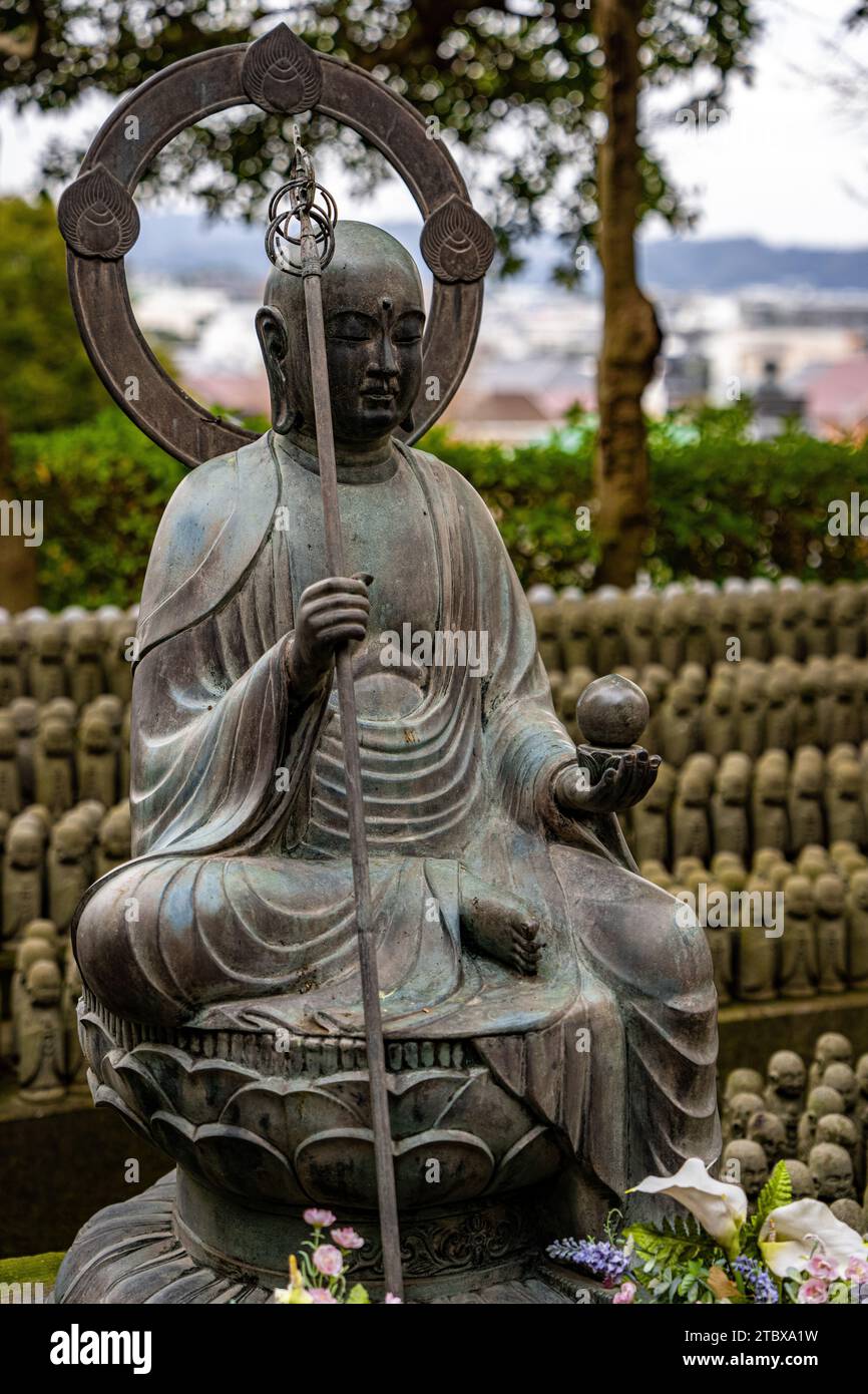 The Jizo Bosatsu statue at Hasadera Temple in Kamakura, Japan Stock ...