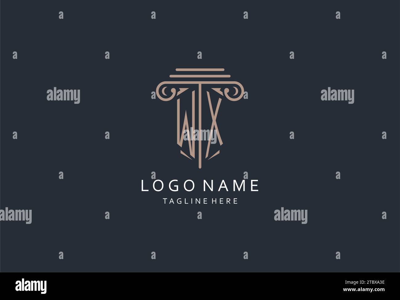 WX monogram logo with pillar shape icon, luxury and elegant design logo for law firm initial ...