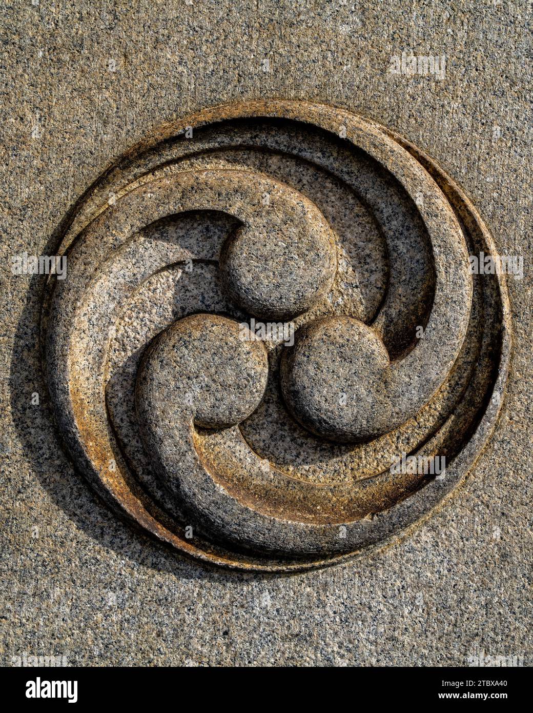 A carved wheel of Joy Gankyil Buddhist Zen Temple Carving in Japan ...