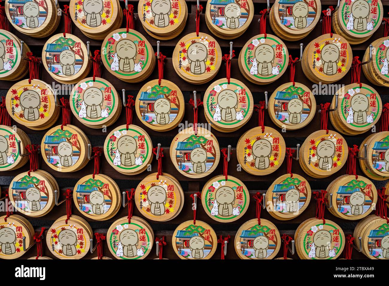 The wooden Japanese Ema prayer tablets at Buddhist and Shinto Temples ...