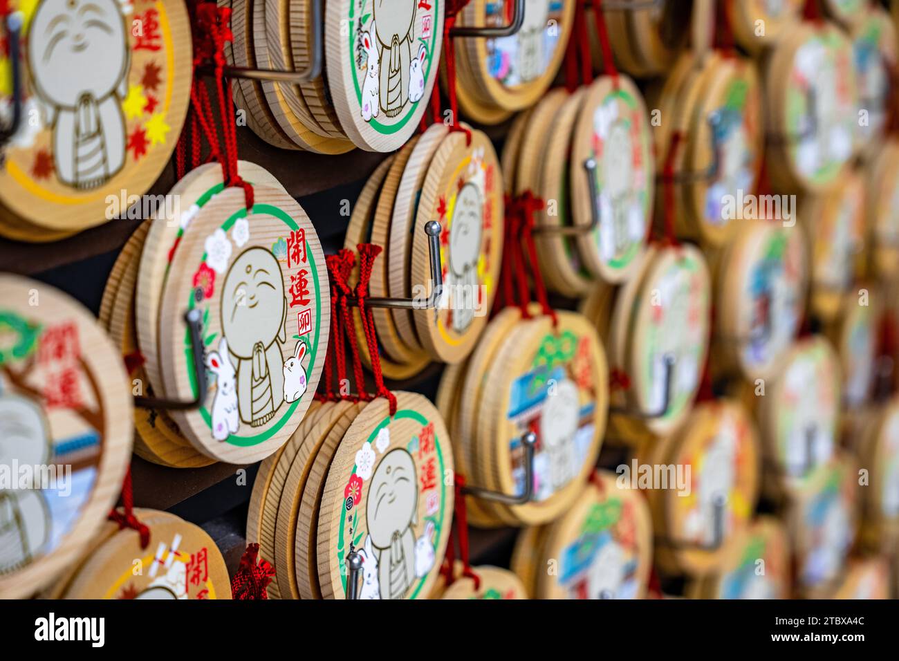 The wooden Japanese Ema prayer tablets at Buddhist and Shinto Temples ...
