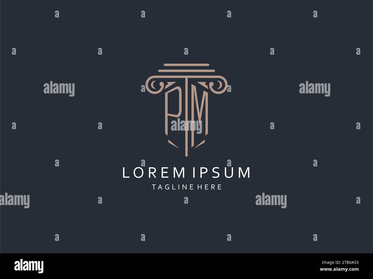PM monogram logo with pillar shape icon, luxury and elegant design logo ...