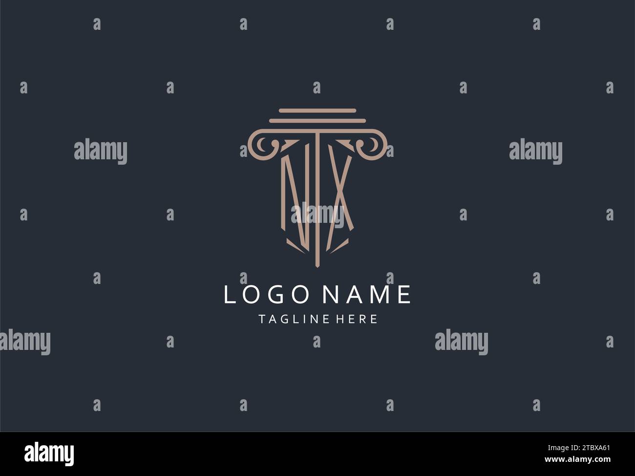 NX monogram logo with pillar shape icon, luxury and elegant design logo for law firm initial ...