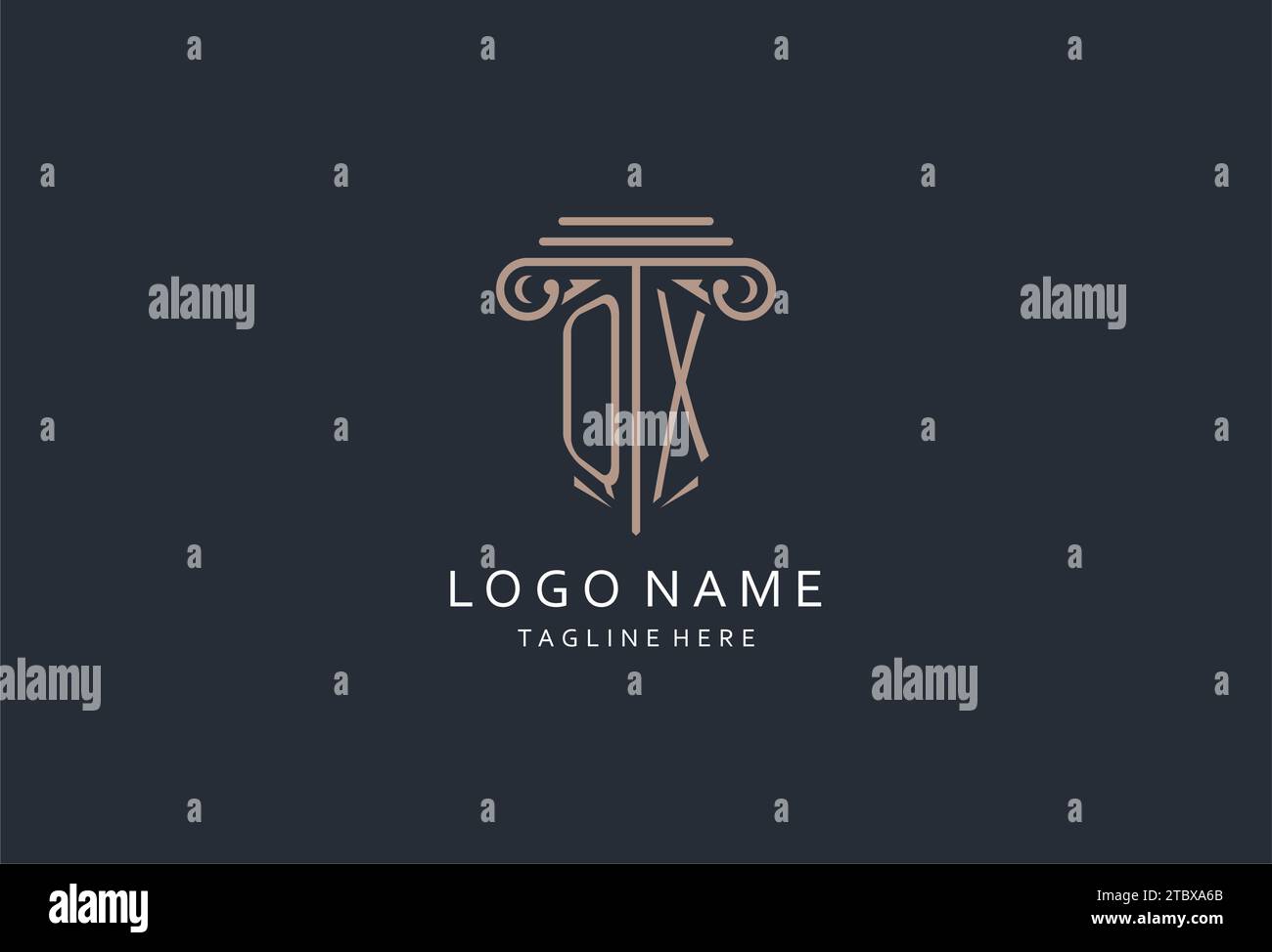 QX monogram logo with pillar shape icon, luxury and elegant design logo ...