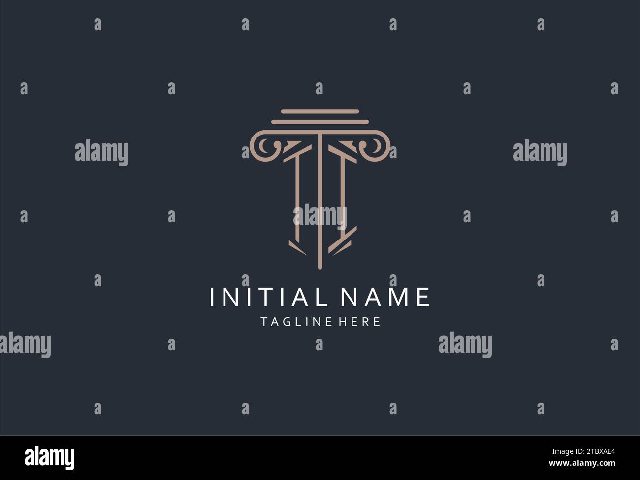 TI monogram logo with pillar shape icon, luxury and elegant design logo for law firm initial ...