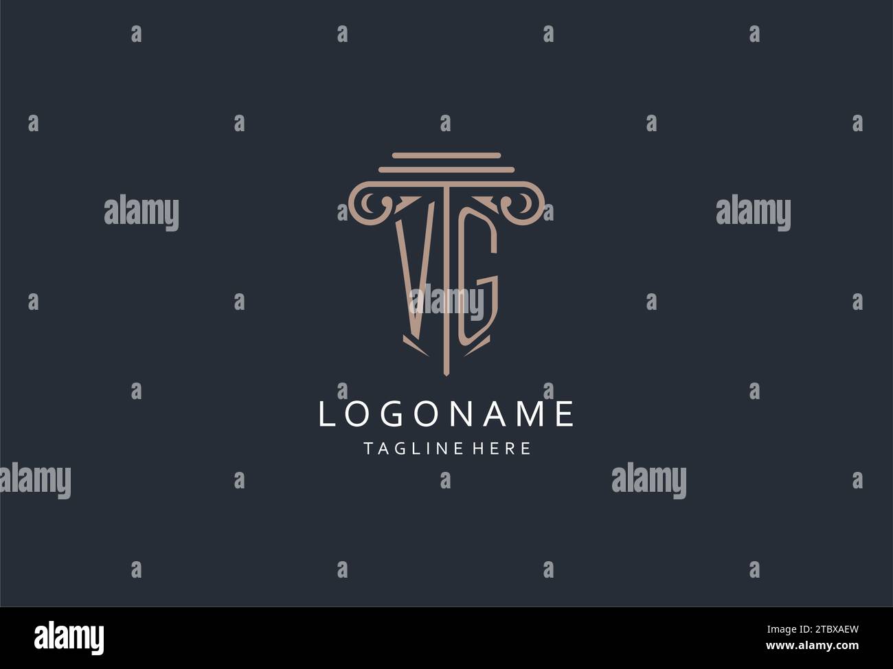 VG monogram logo with pillar shape icon, luxury and elegant design logo ...