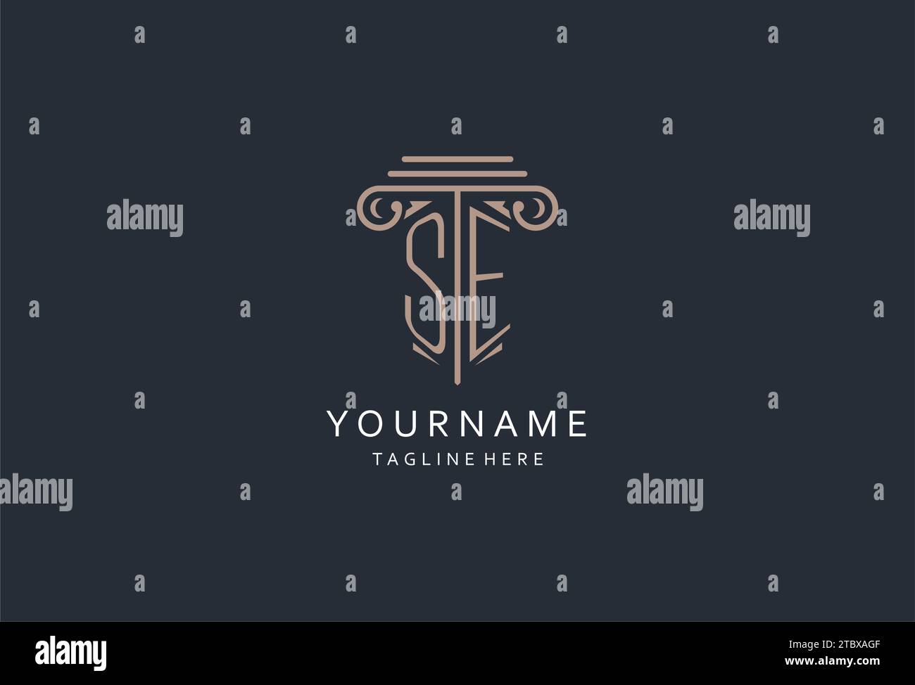 SE monogram logo with pillar shape icon, luxury and elegant design logo ...