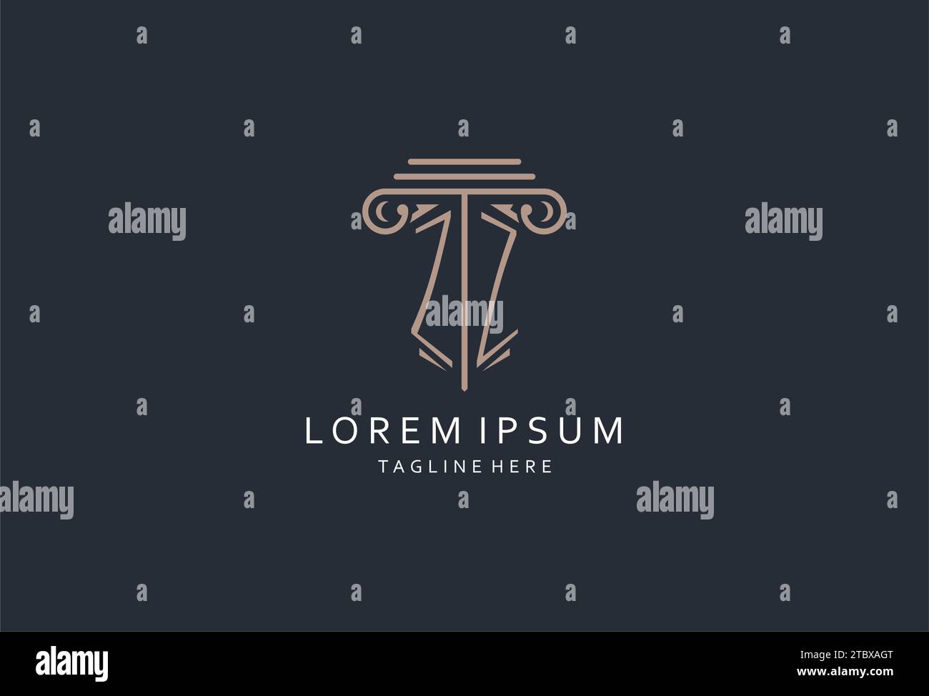 ZZ monogram logo with pillar shape icon, luxury and elegant design logo for law firm initial ...