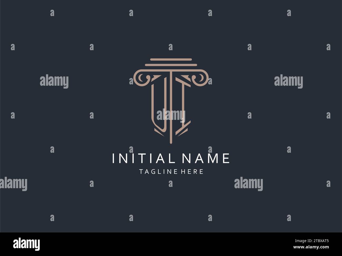UI monogram logo with pillar shape icon, luxury and elegant design logo for law firm initial ...