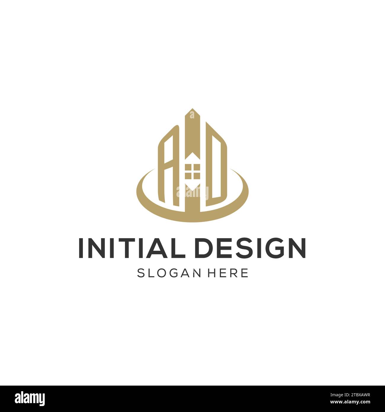 Initial AD logo with creative house icon, modern and professional real ...