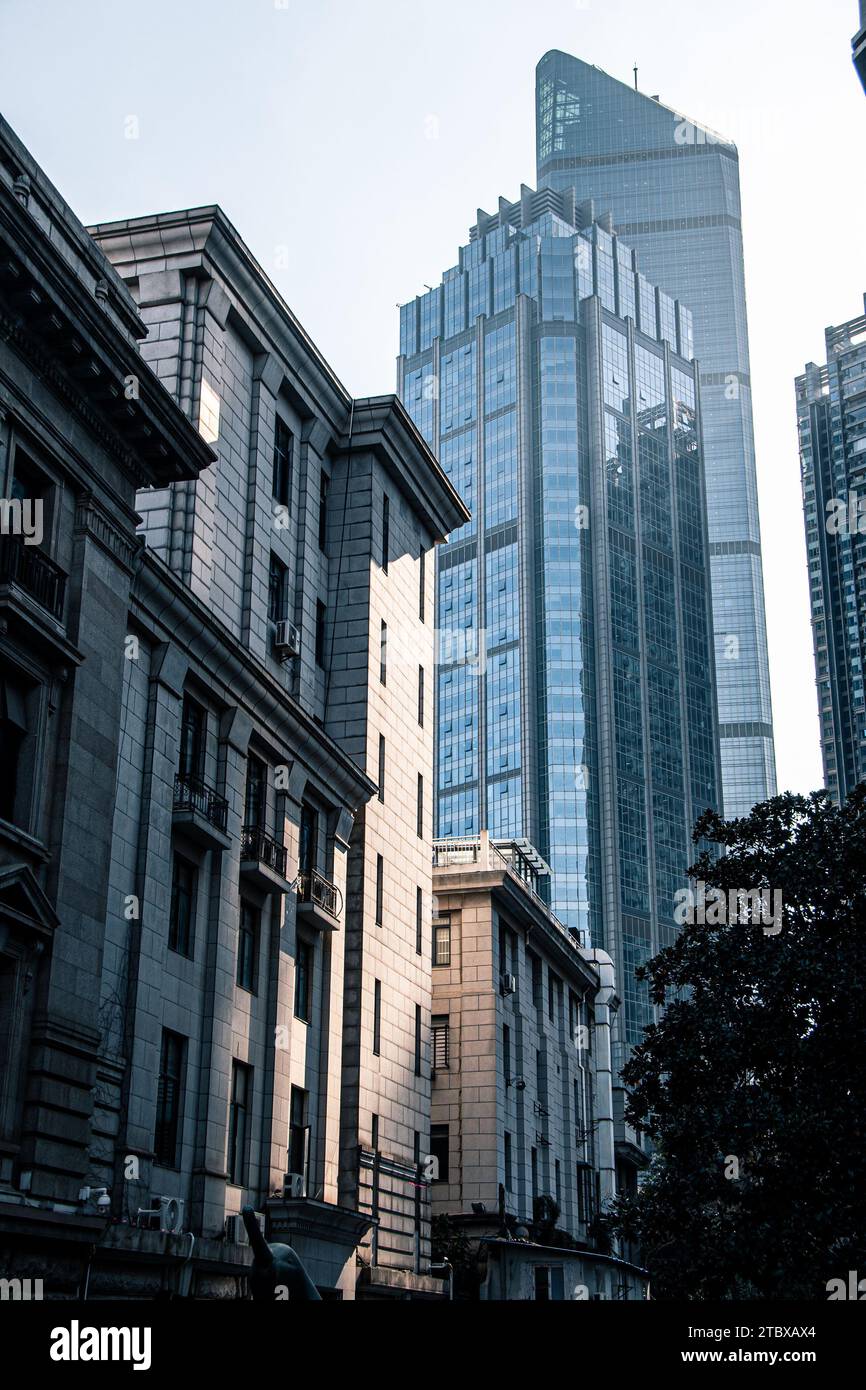 The century-old historical buildings and modern skyscrapers in Wuhan ...