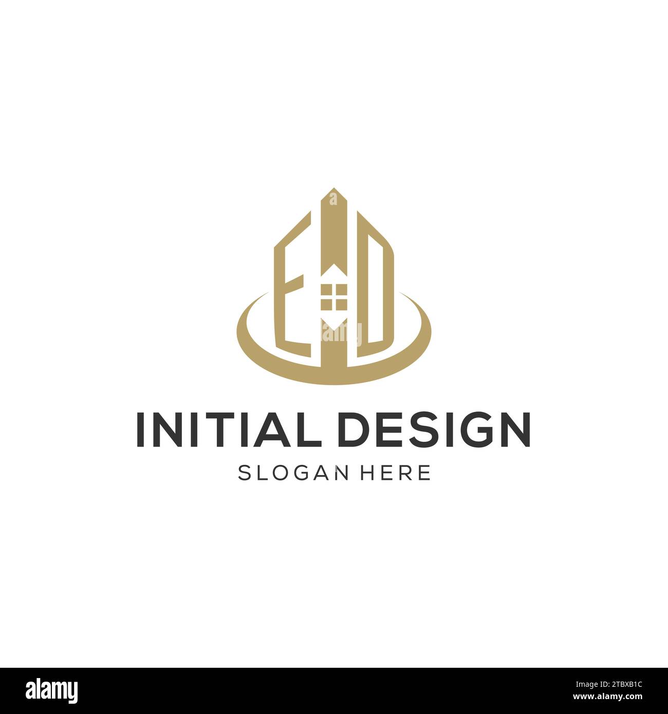 Initial ED logo with creative house icon, modern and professional real ...