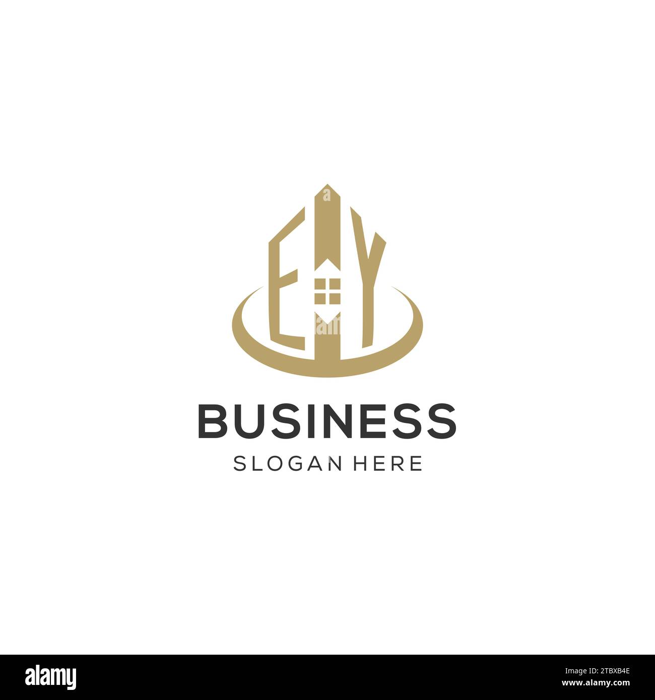 Initial EY logo with creative house icon, modern and professional real ...