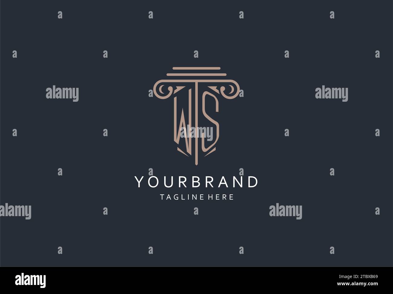 WS monogram logo with pillar shape icon, luxury and elegant design logo for law firm initial ...