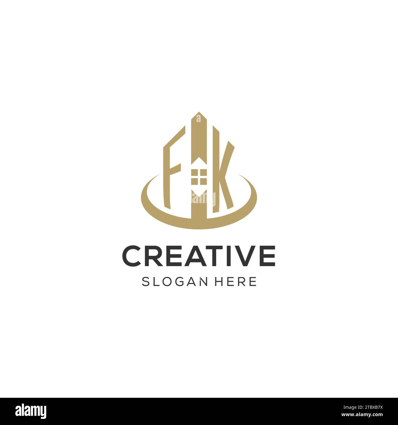 Initial FK logo with creative house icon, modern and professional real ...