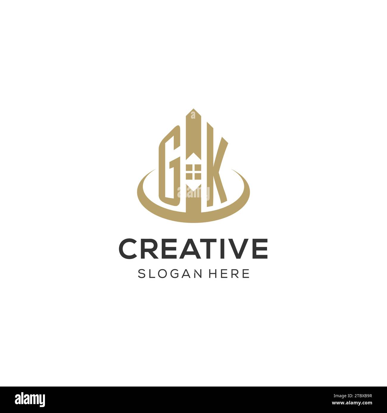 Initial GK logo with creative house icon, modern and professional real ...