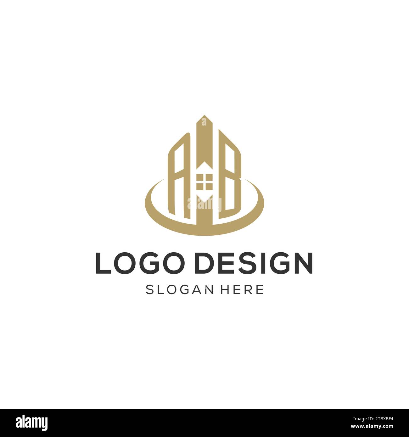 Initial AB logo with creative house icon, modern and professional real ...