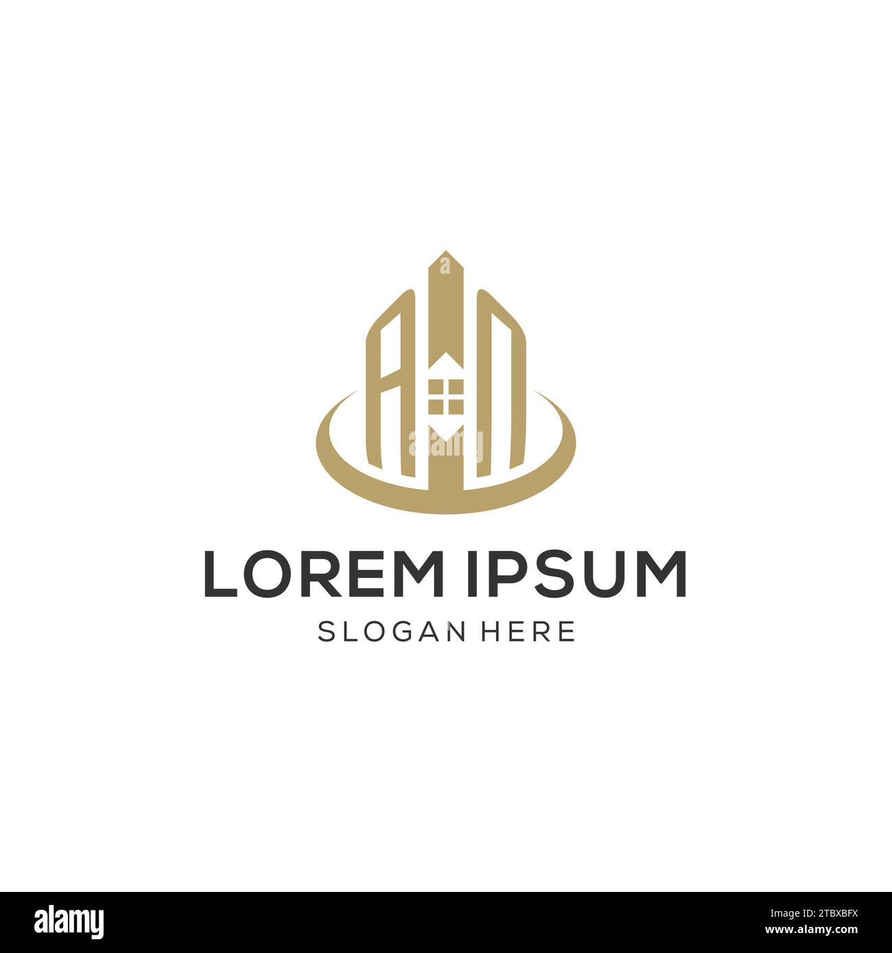 Initial AN logo with creative house icon, modern and professional real ...