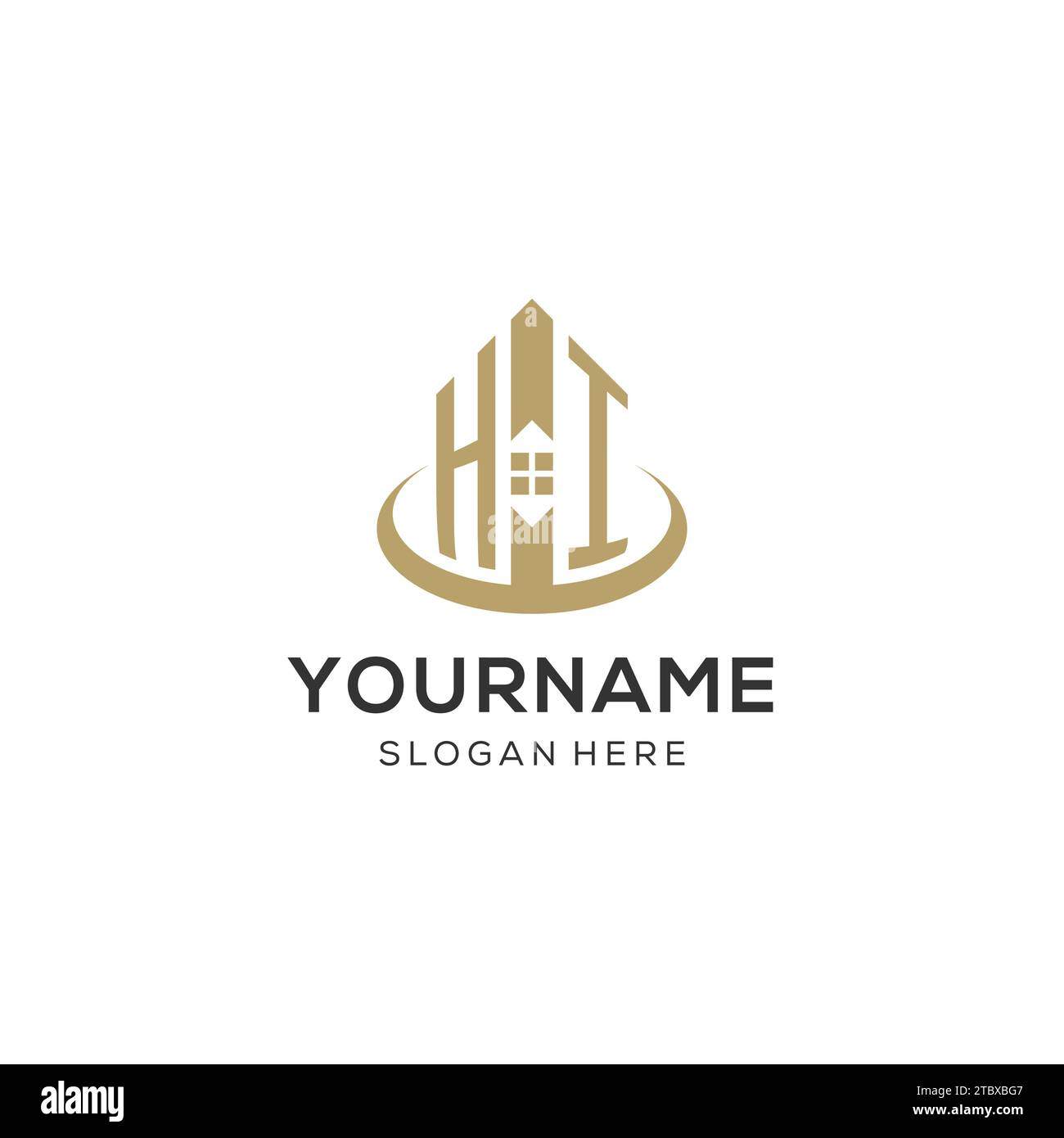 Initial HI logo with creative house icon, modern and professional real ...