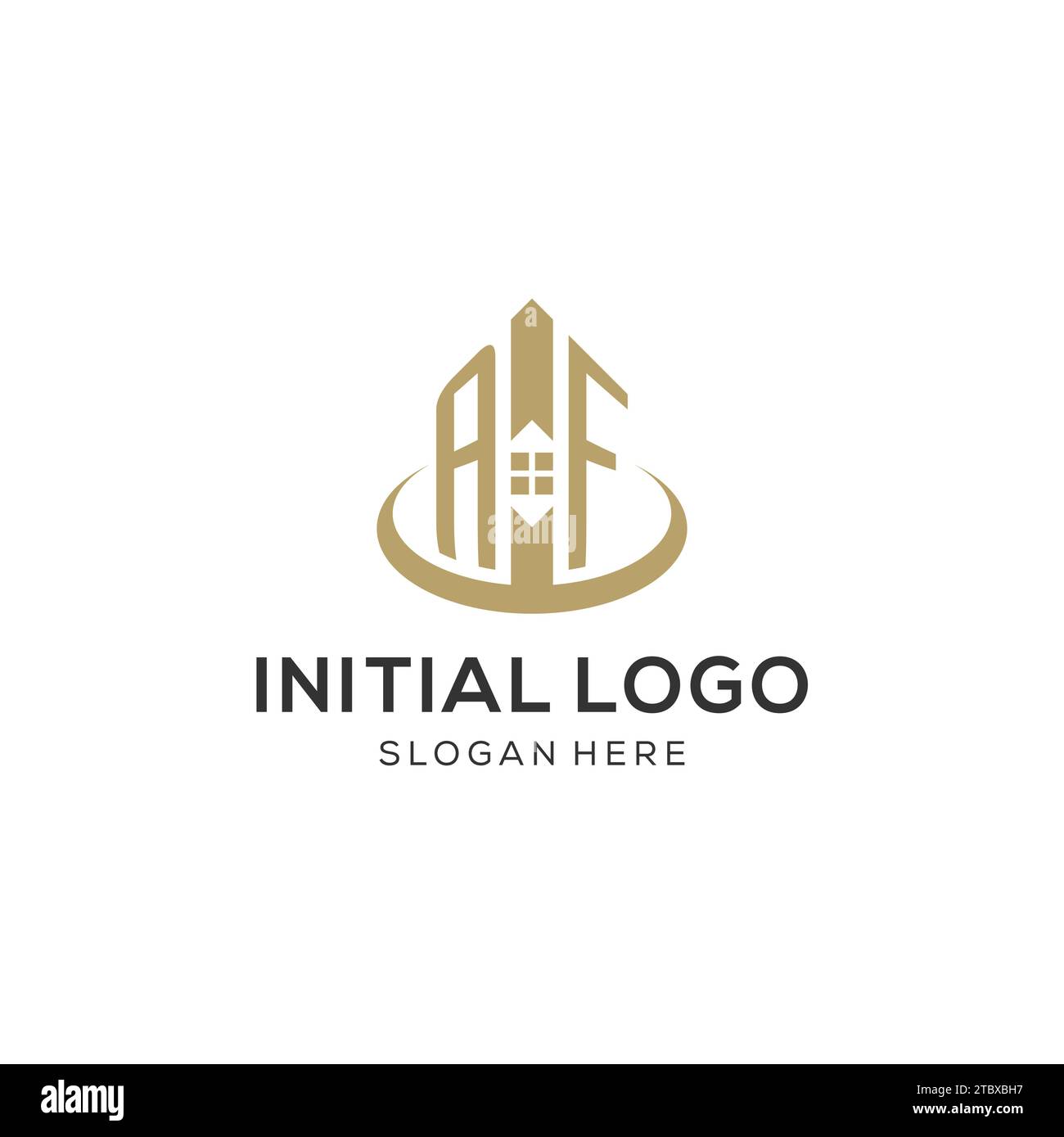 Initial AF logo with creative house icon, modern and professional real ...