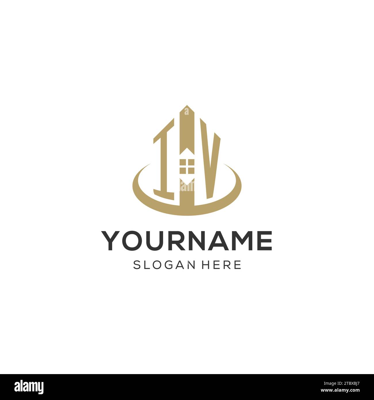 Initial IV logo with creative house icon, modern and professional real ...