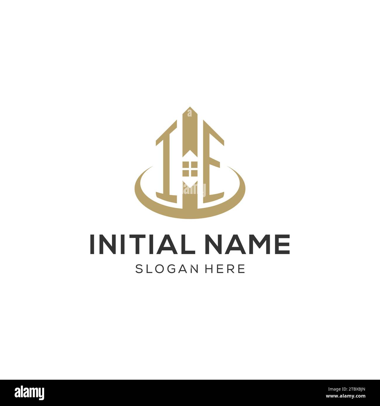 Initial IE logo with creative house icon, modern and professional real estate logo design vector ...
