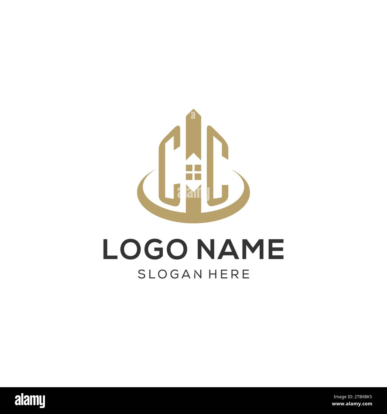 Initial CC logo with creative house icon, modern and professional real ...