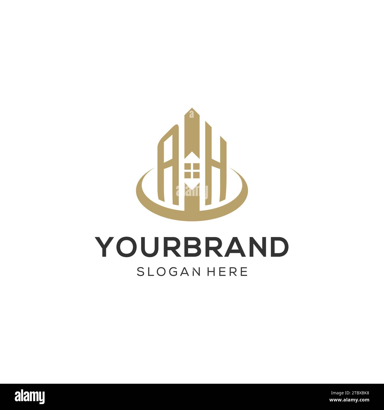 Initial AH logo with creative house icon, modern and professional real ...