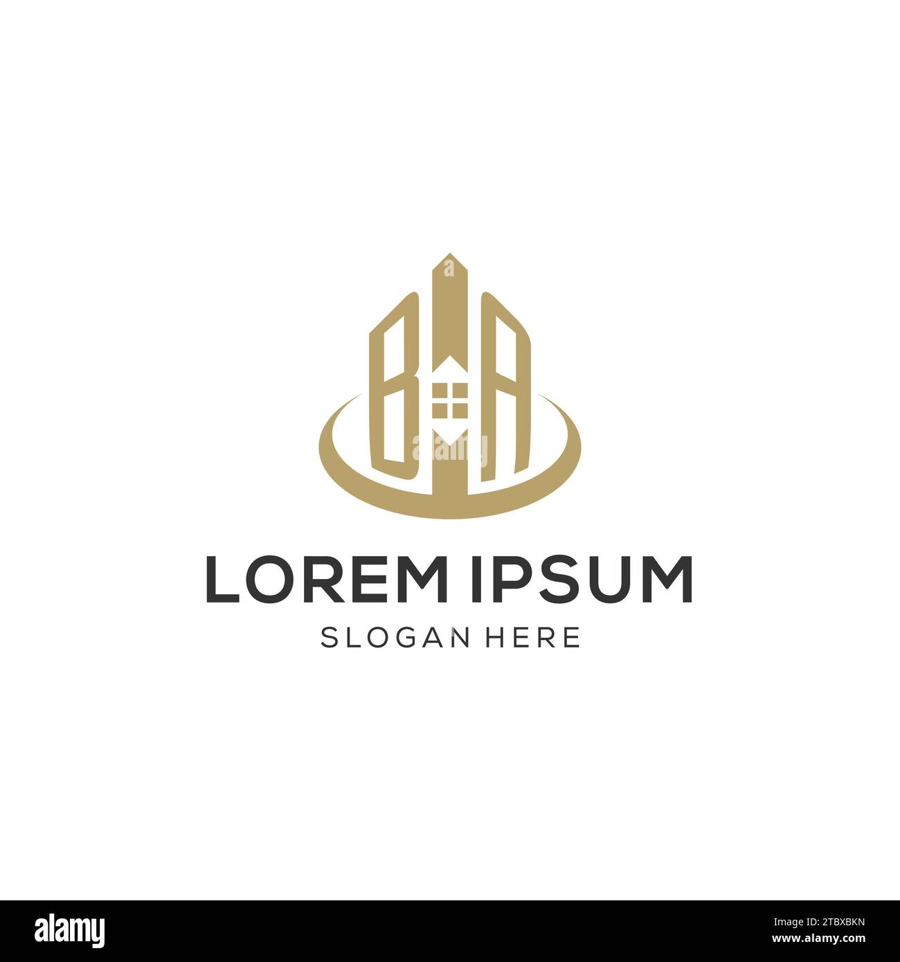 Initial BA logo with creative house icon, modern and professional real ...