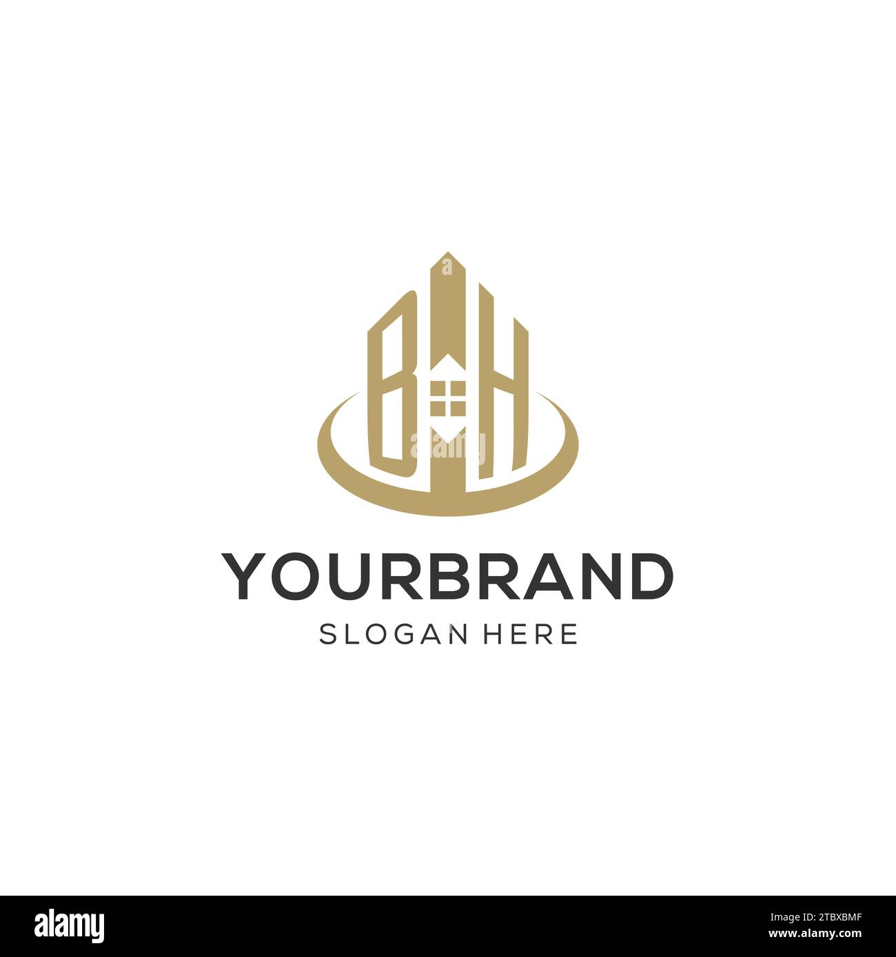 Initial BH logo with creative house icon, modern and professional real ...
