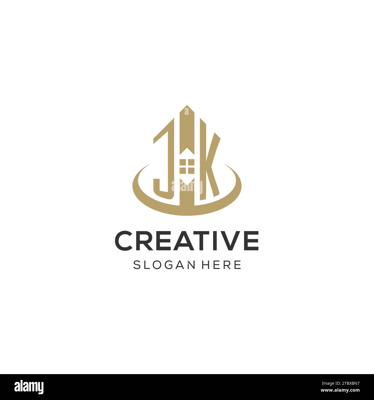 Initial JK logo with creative house icon, modern and professional real ...