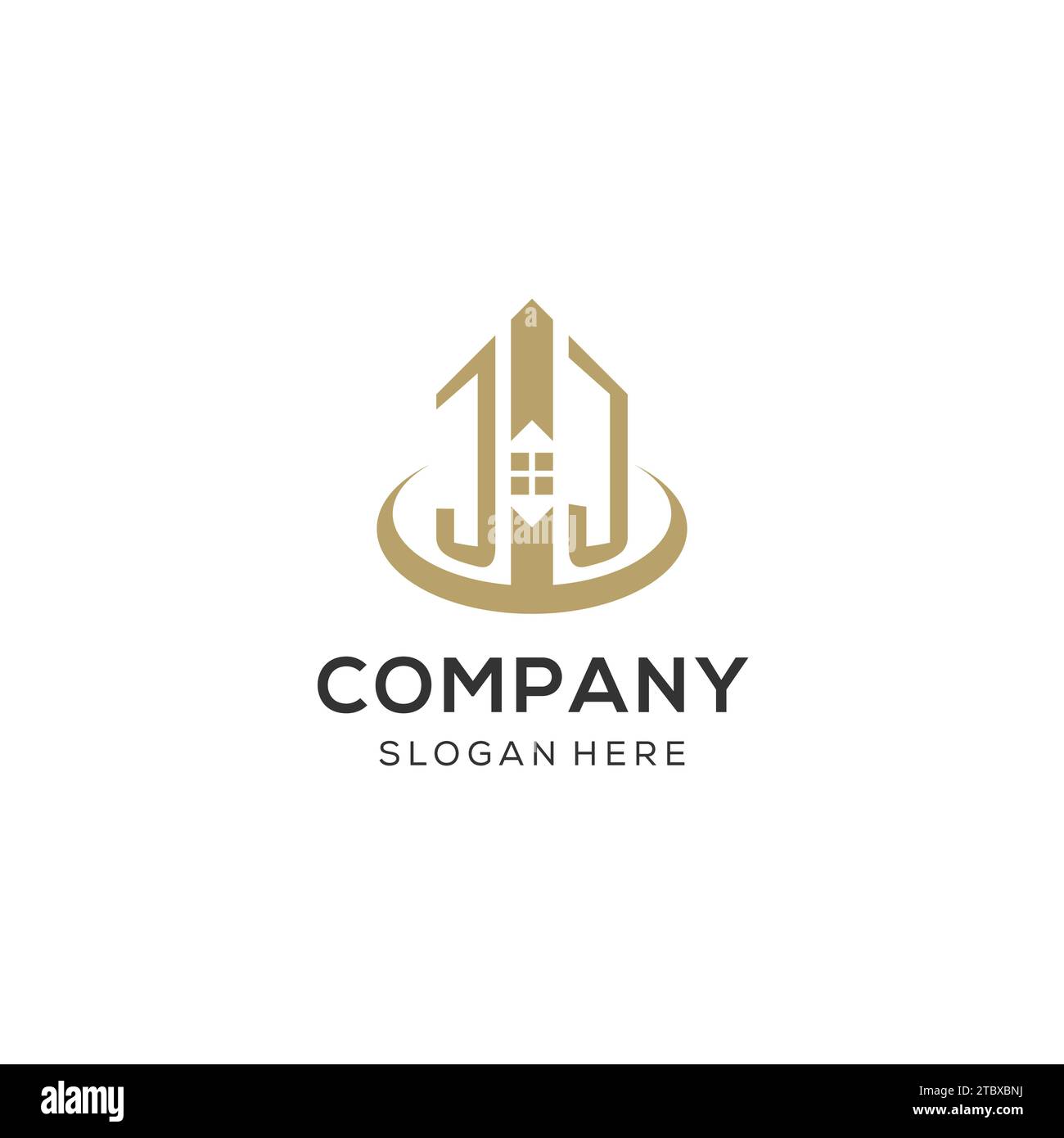 Initial JJ logo with creative house icon, modern and professional real ...