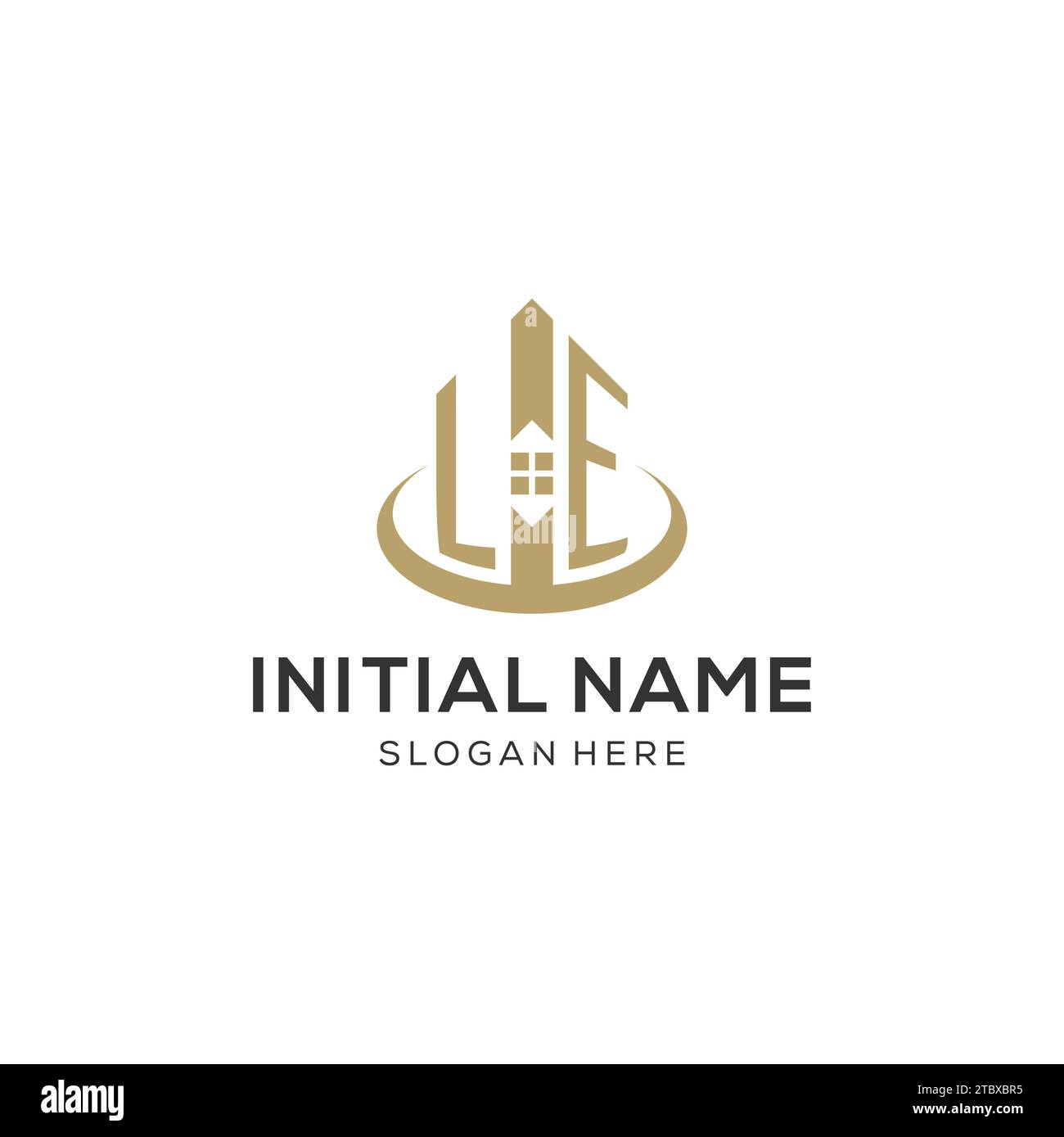 Initial LE logo with creative house icon, modern and professional real ...
