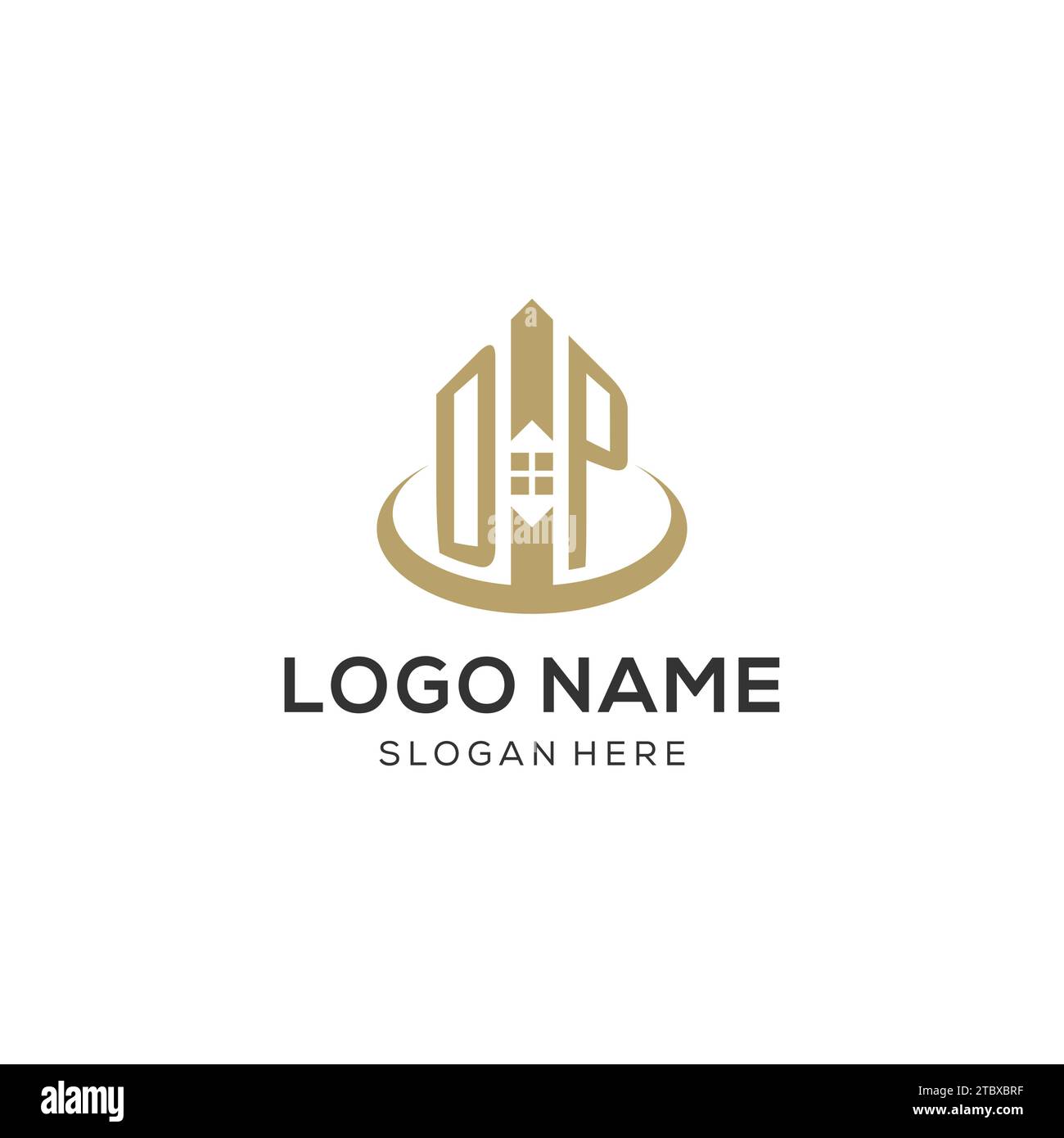 Initial DP logo with creative house icon, modern and professional real ...