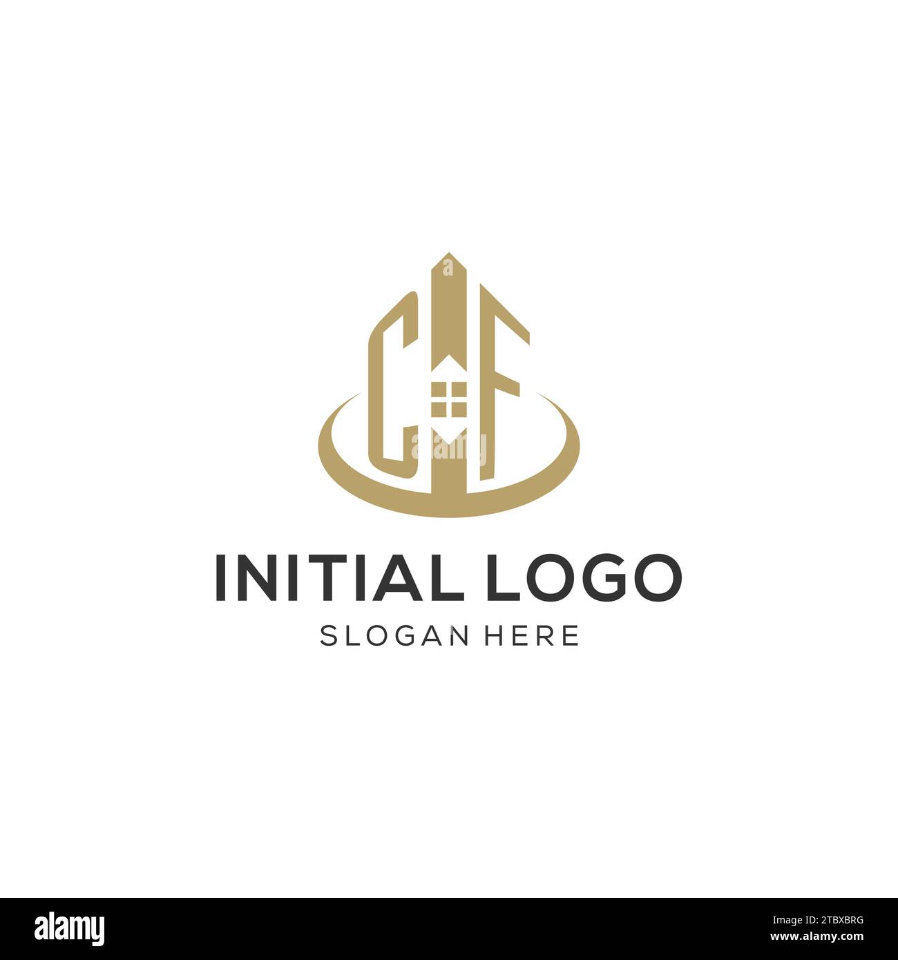 Initial CF logo with creative house icon, modern and professional real ...