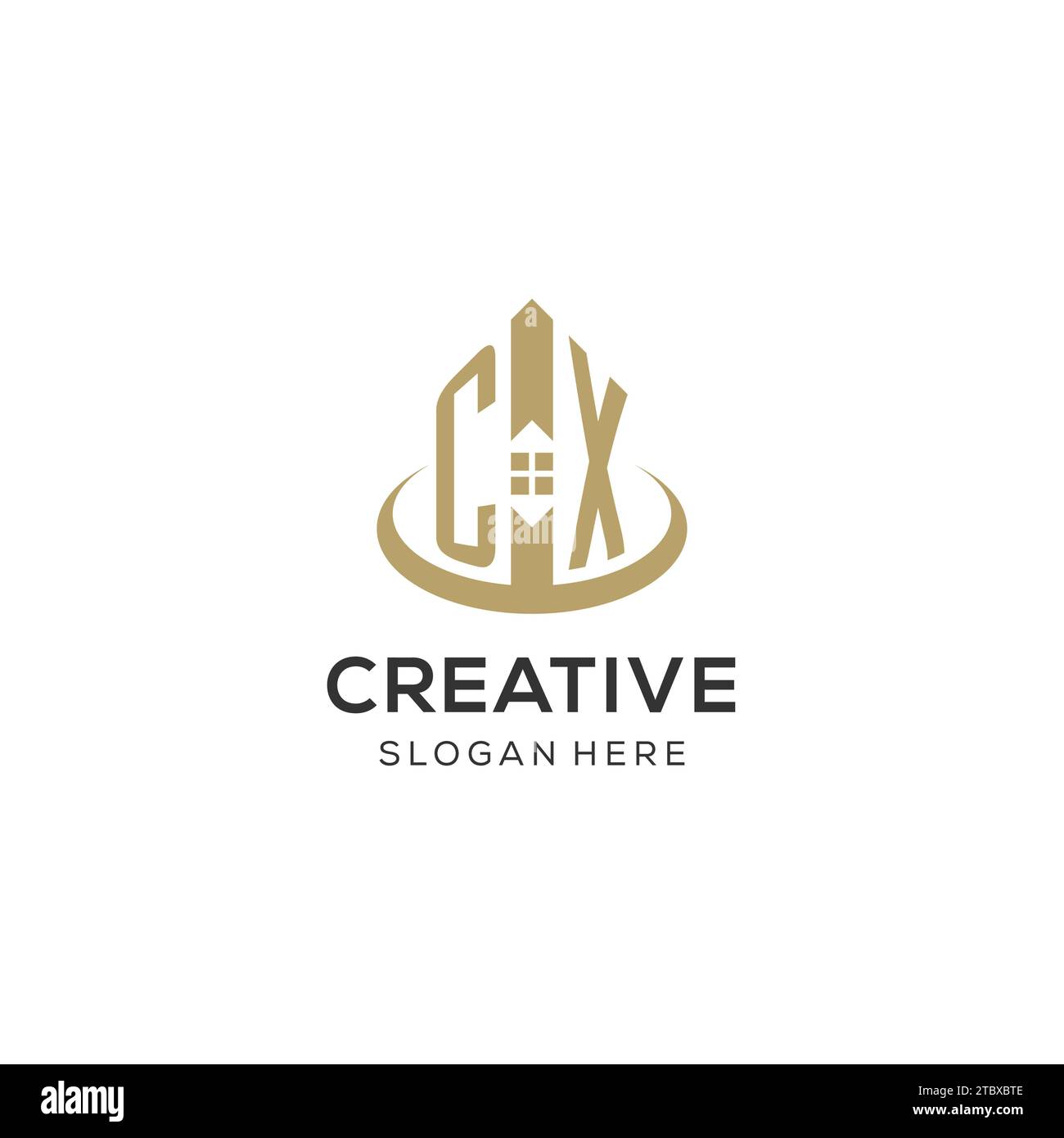 Initial CX logo with creative house icon, modern and professional real ...