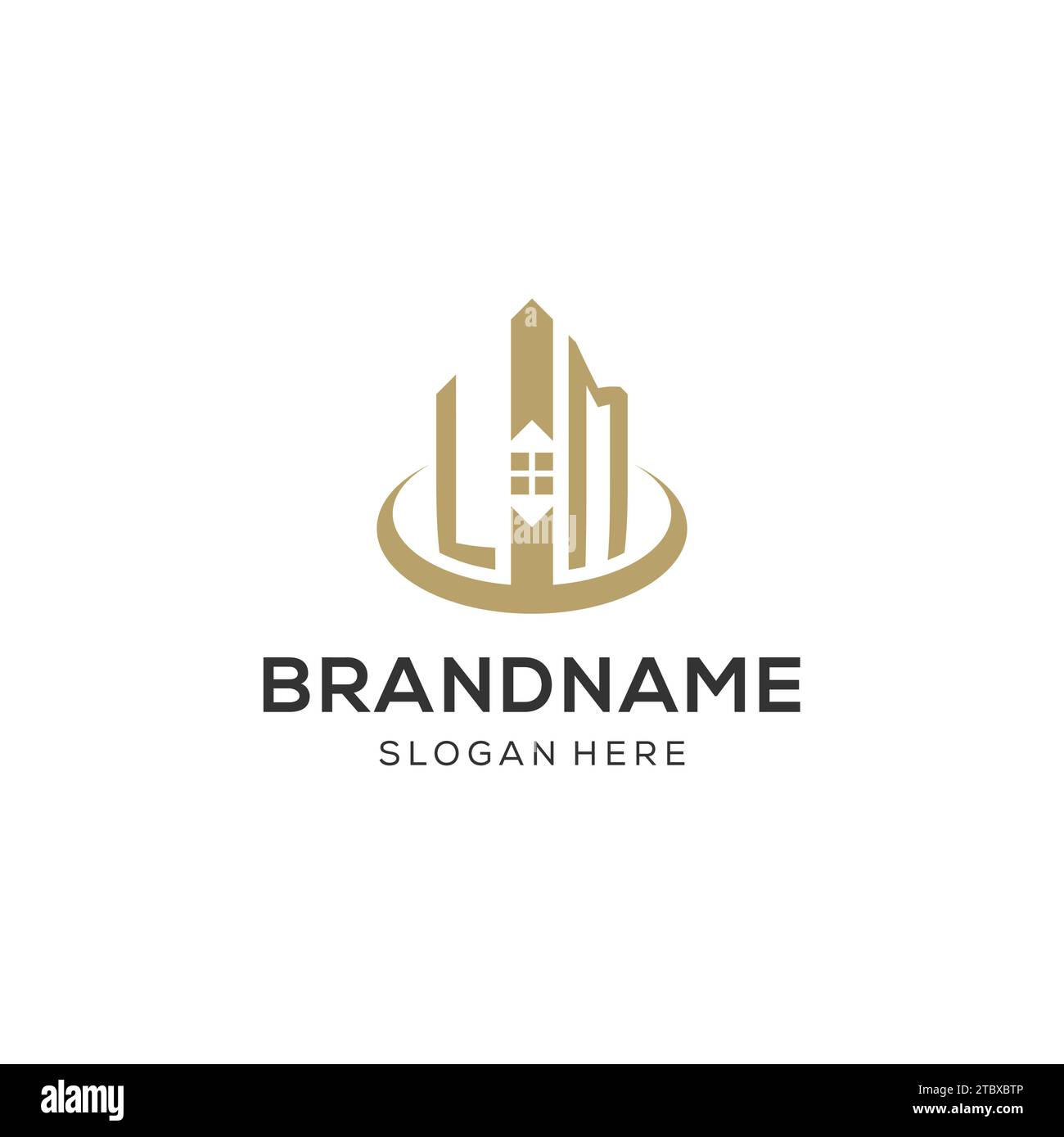 Initial LM logo with creative house icon, modern and professional real ...