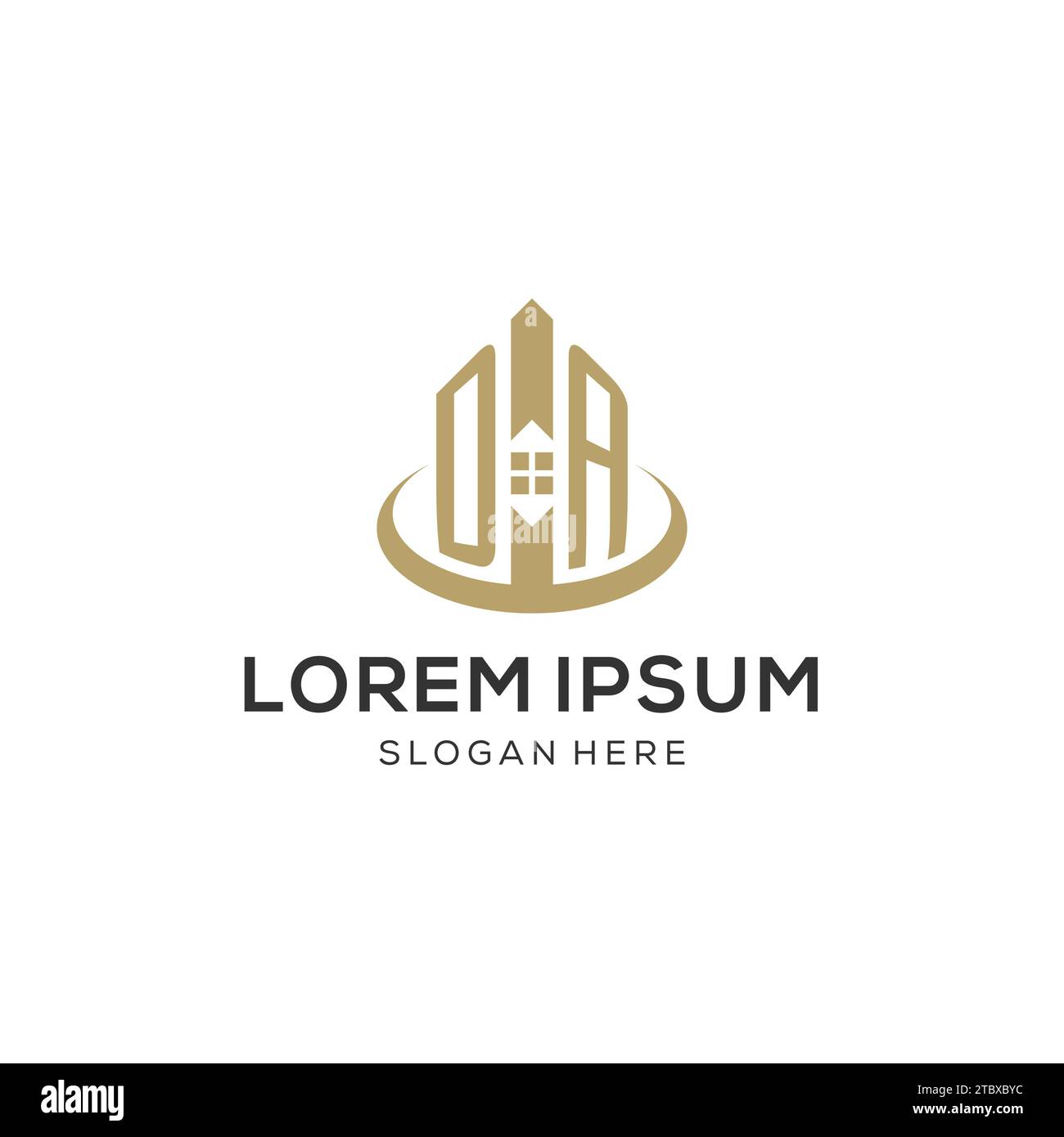 Initial DA logo with creative house icon, modern and professional real ...