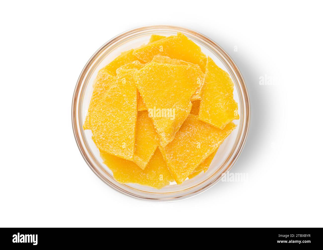 Dried sweet mango slices on white background.Top view Stock Photo - Alamy