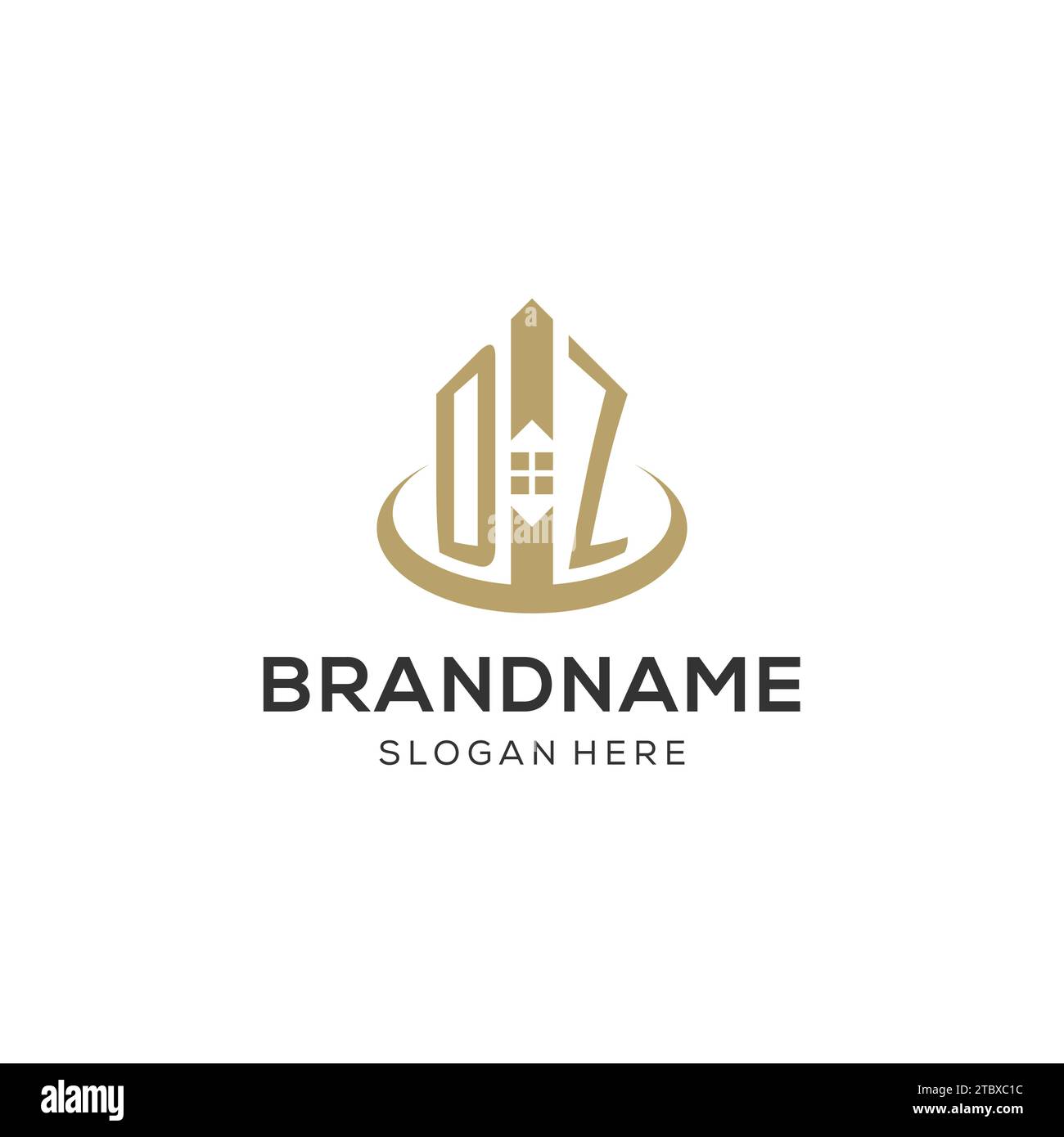 Initial DZ logo with creative house icon, modern and professional real ...