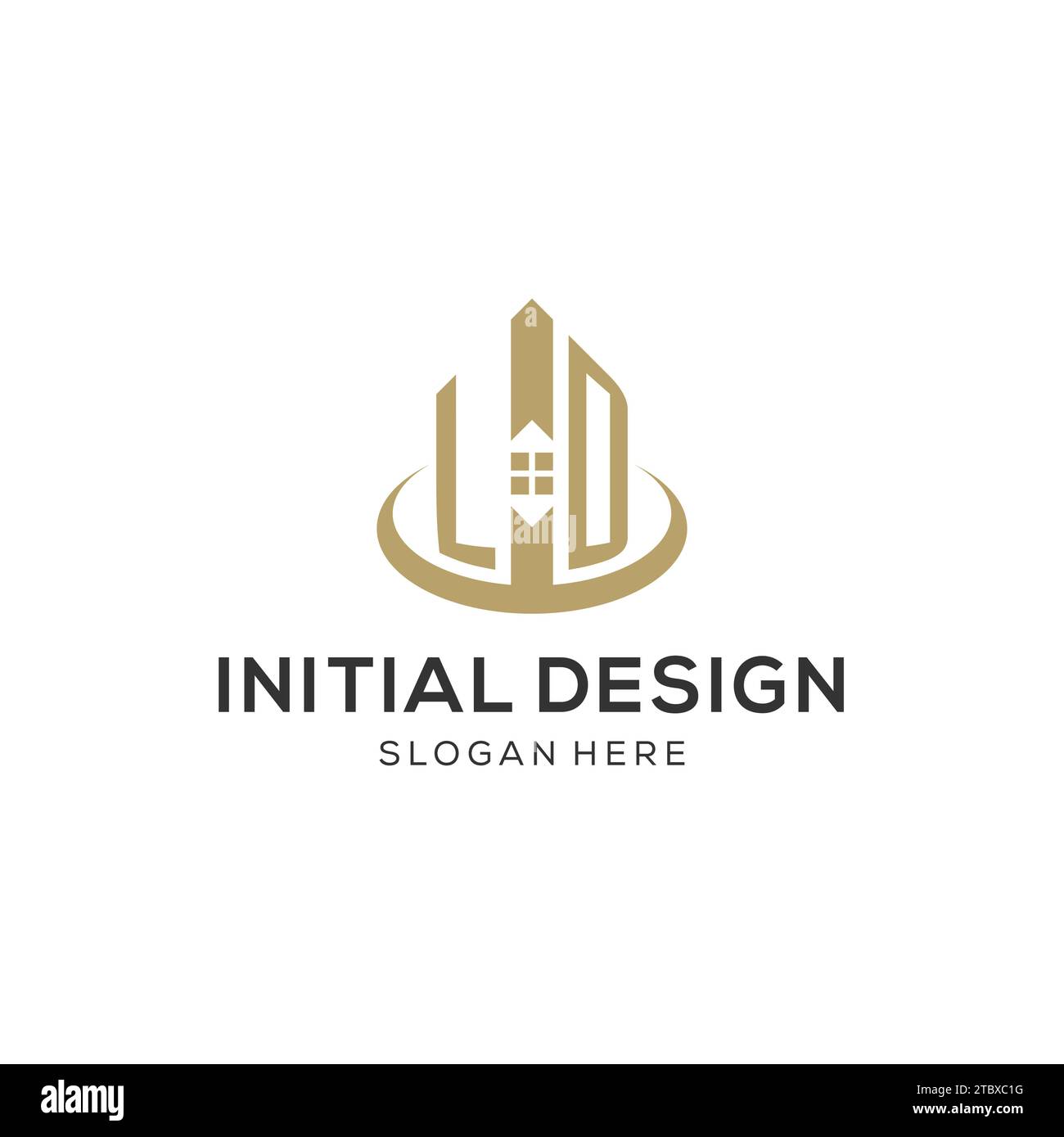 Initial LD logo with creative house icon, modern and professional real ...