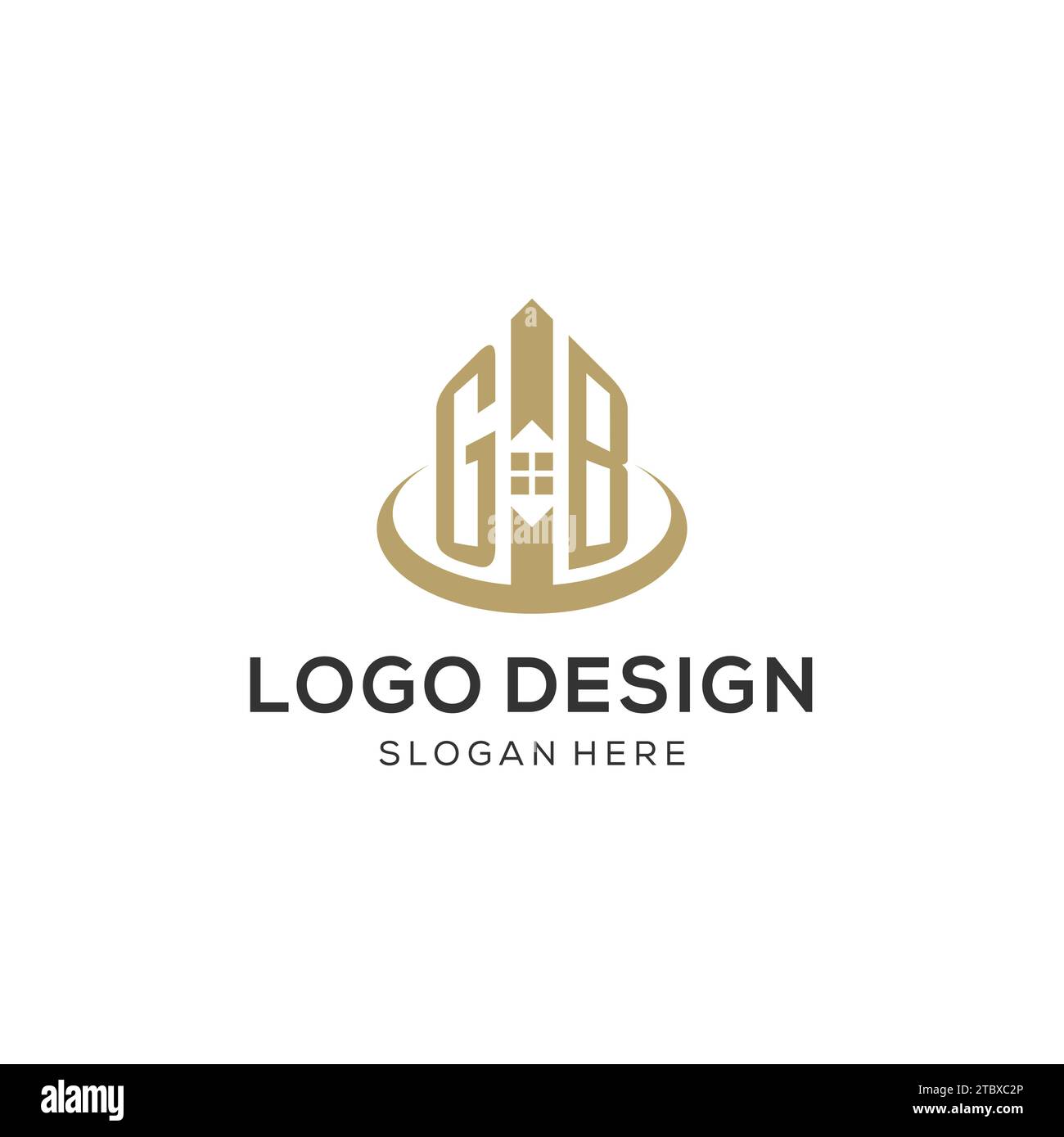 Initial GB logo with creative house icon, modern and professional real ...