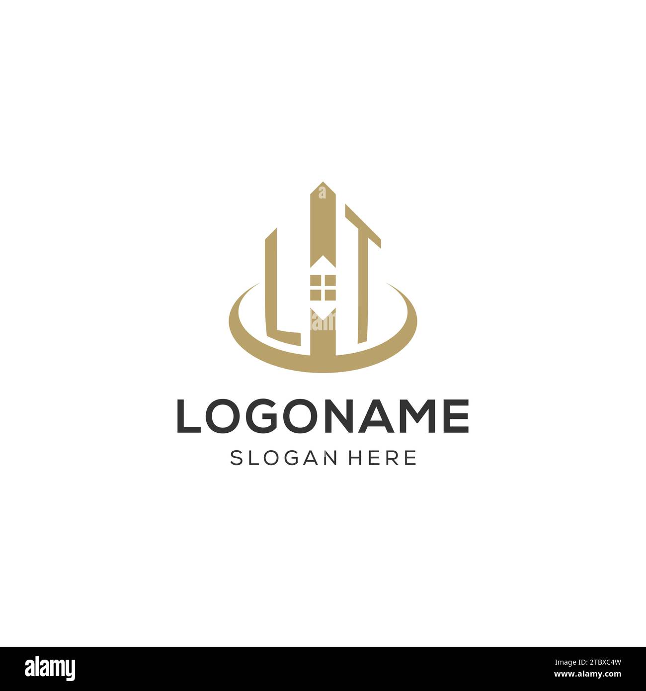 Initial LT logo with creative house icon, modern and professional real ...