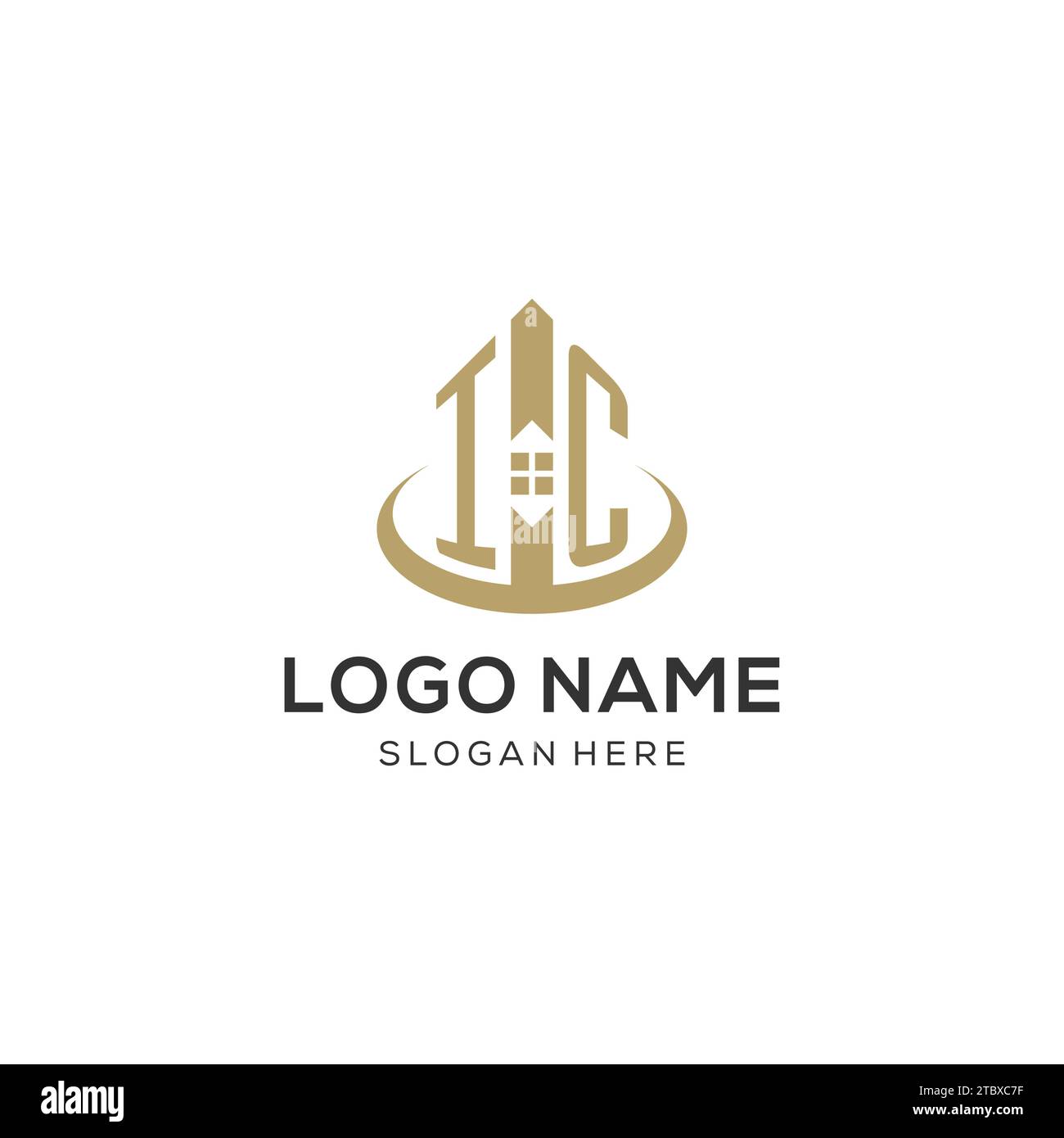 Initial IC logo with creative house icon, modern and professional real ...